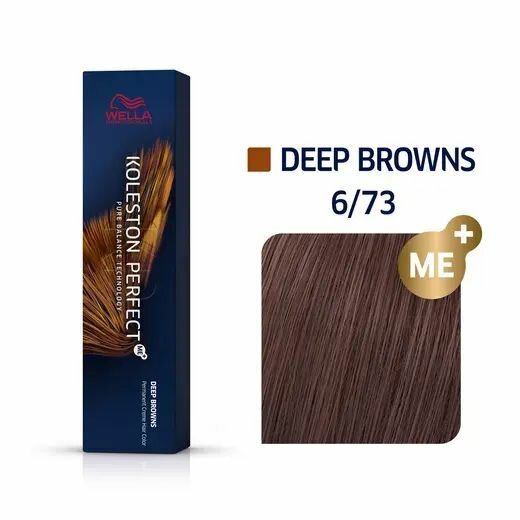 Wella Koleston Perfect ME+ 6/73 Темный орех/Темный блонд коричнево-золотистый Стойкая крем-краска для волос, 60 мл
