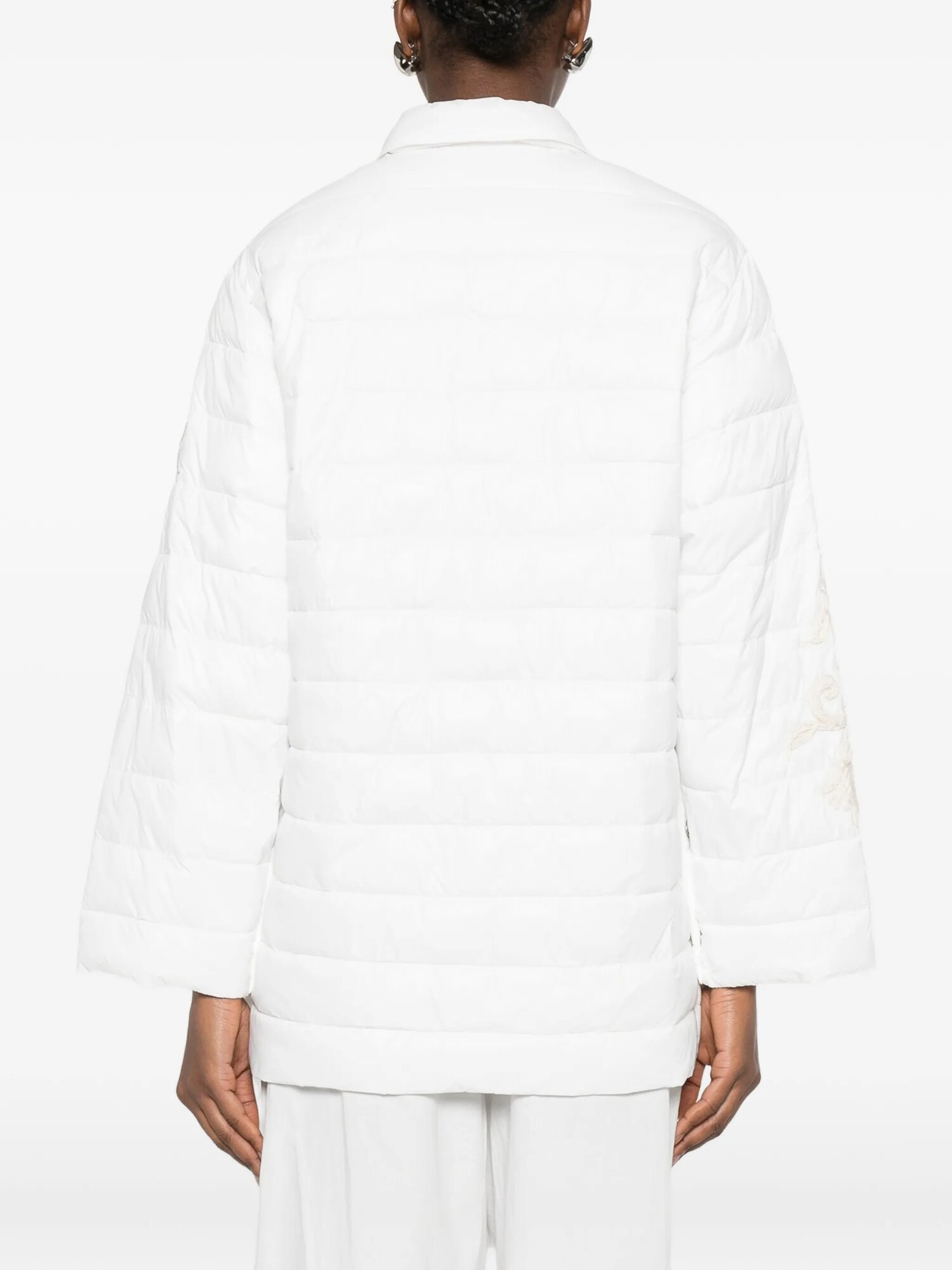 Пальто Ermanno Firenze Embroidered quilted coat, размер 38, бежевый/белый — фото 1