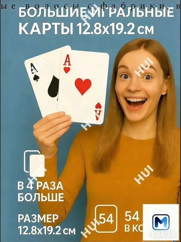 Большие игральные карты 54 карты 12.8х19.2 см для шоу, вечеринок и веселого времяпрепровождения