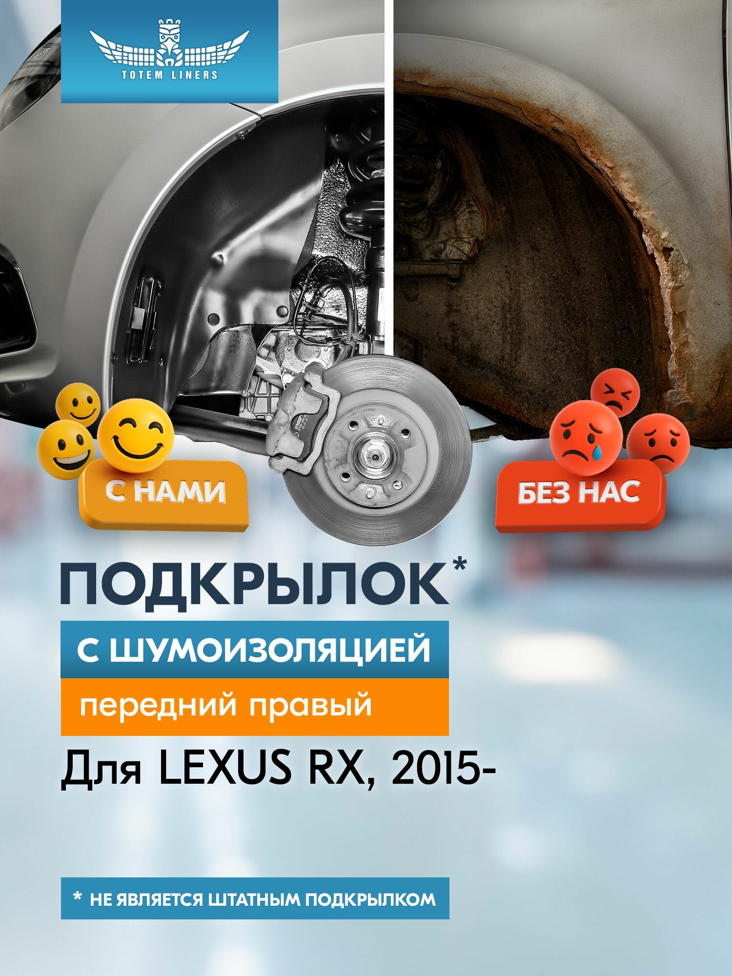 Подкрылок с шумоизоляцией LEXUS RX, 2015- (передний правый) / Лексус РХ