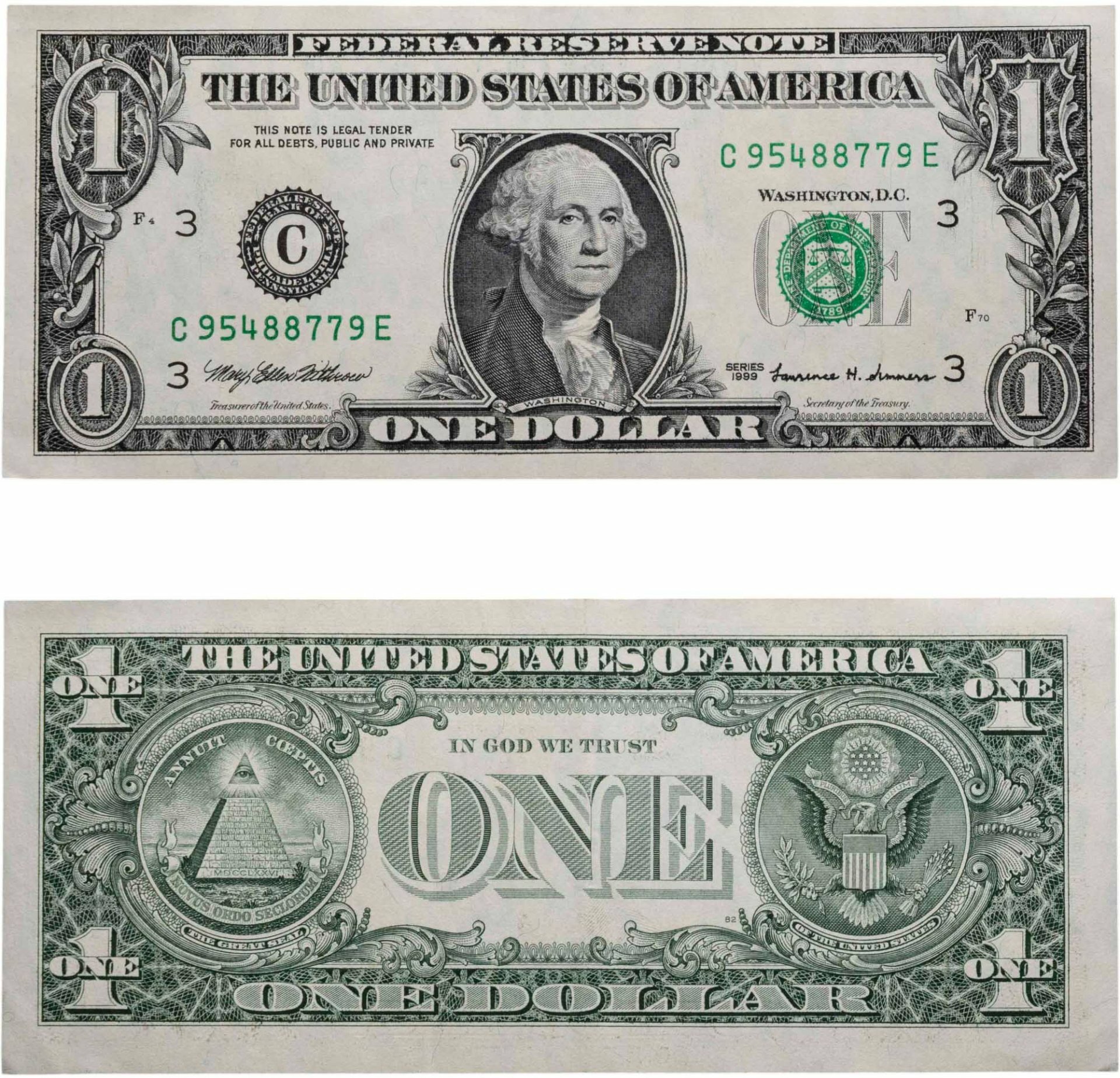 США 1 доллар 1999 год Pick 504 С-Филадельфия