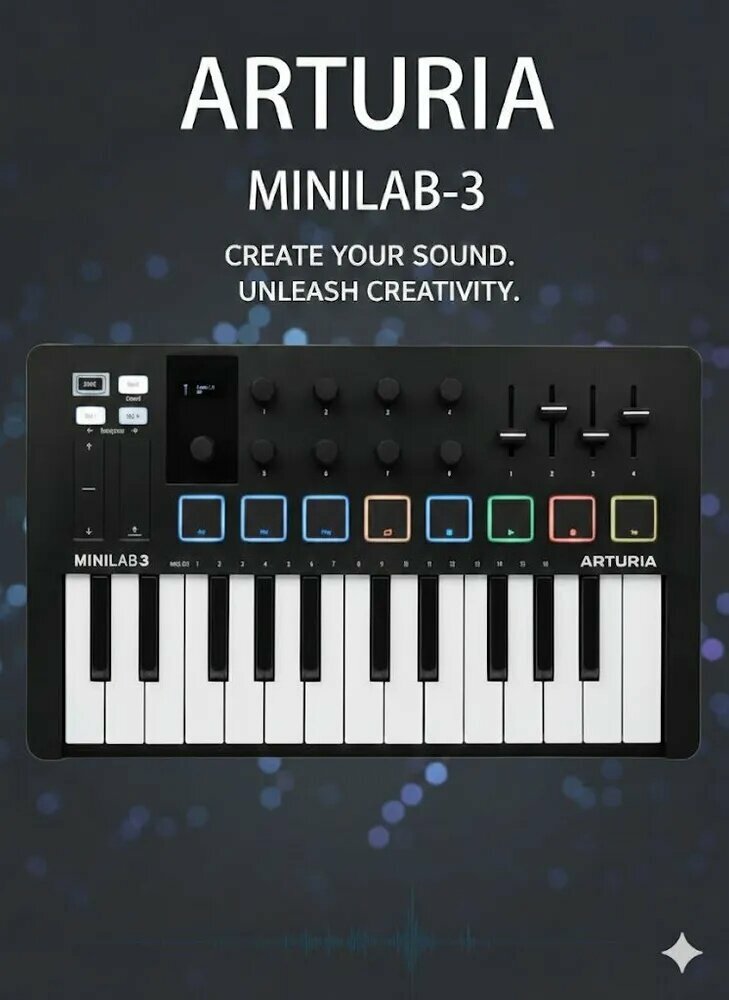 MIDIклавиатура ARTURIA MINILAB3 Доступно в пяти цветах миди клавиатура minilab 3 arturia