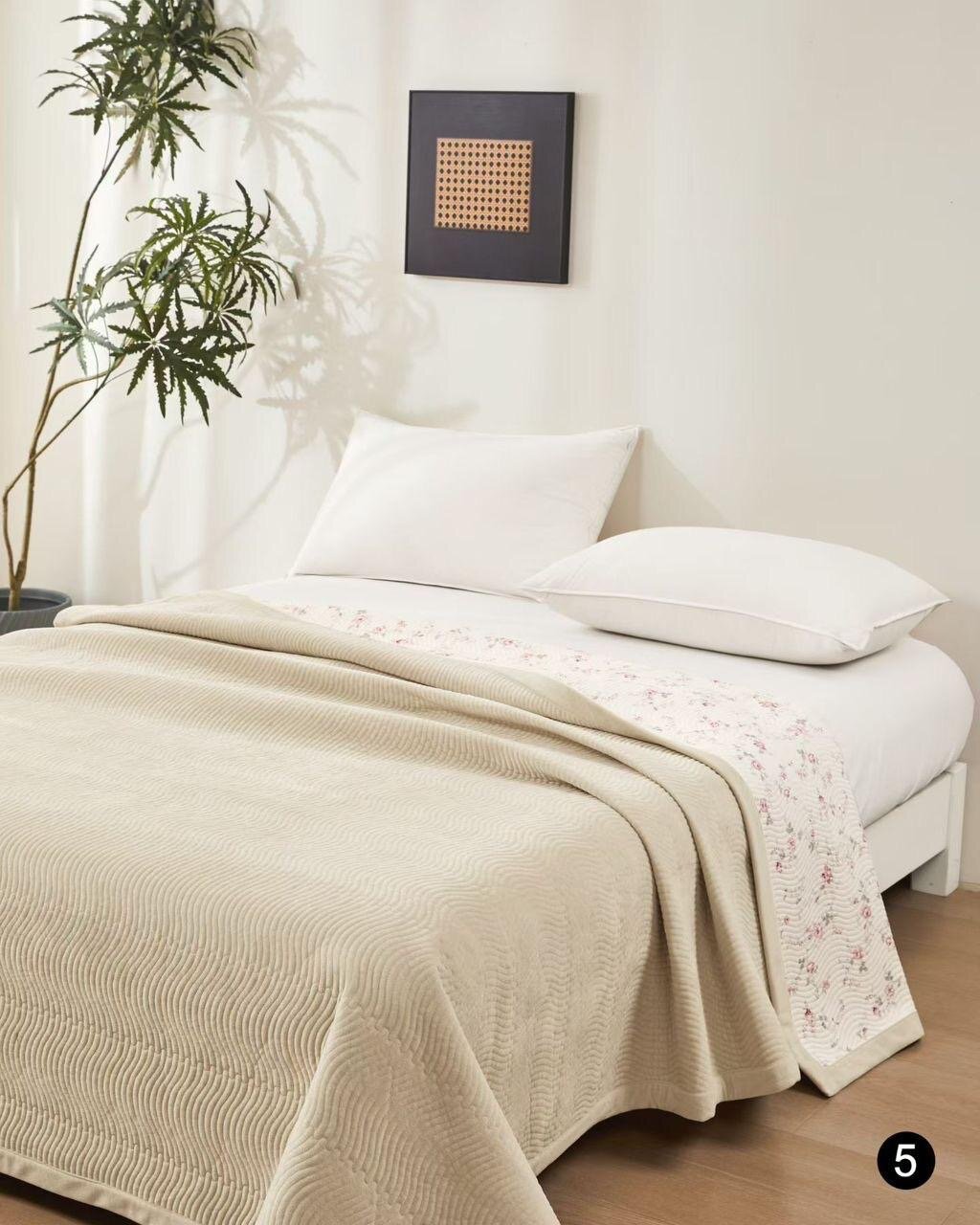 Покрывало евро двухстороннее велюр и хлопок, размер 200х230