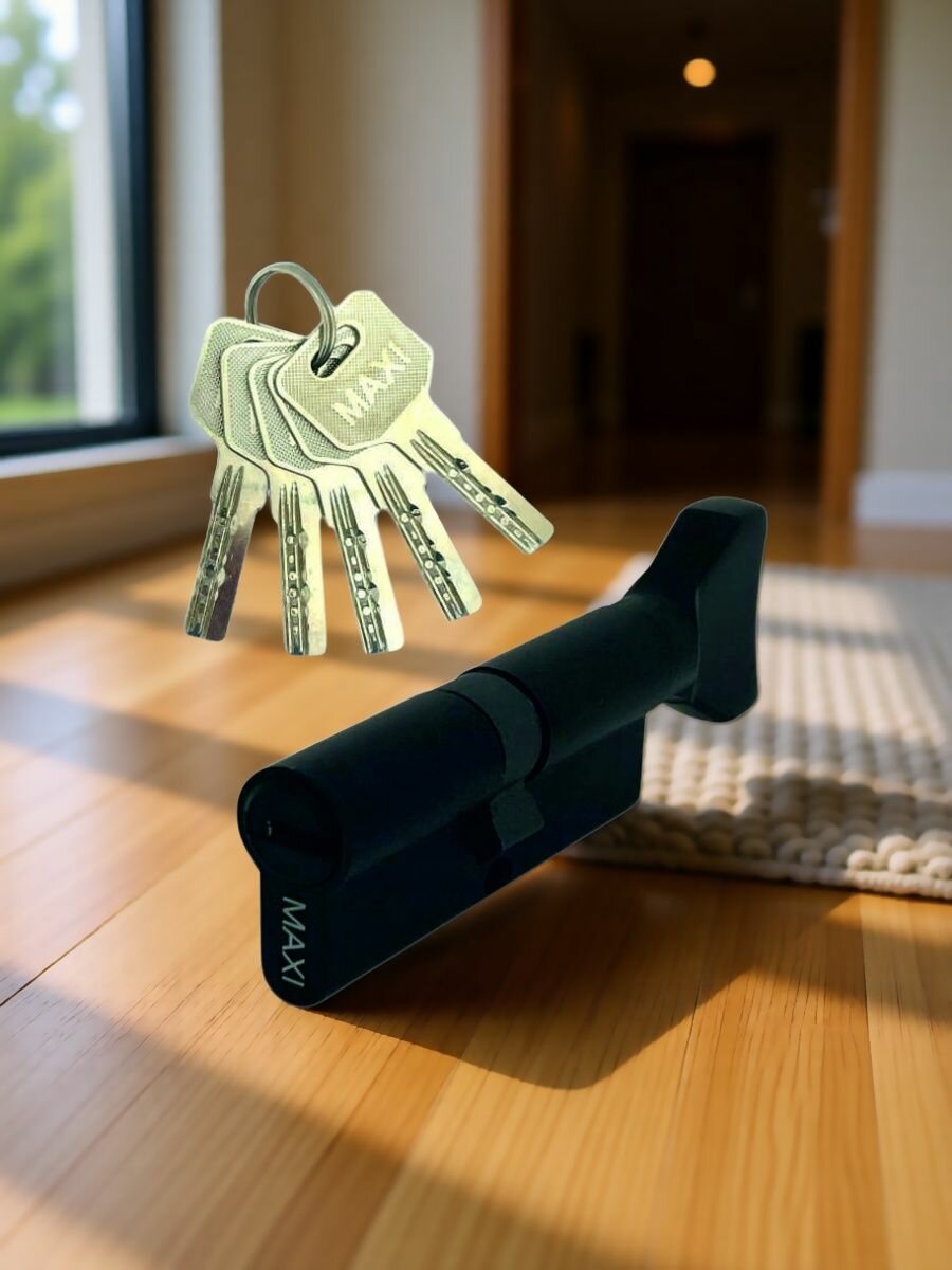 Цилиндр дверной (личинка замка )MAXI Locks C70(35*35мм) ключ-вертушка BLM Матовый черный