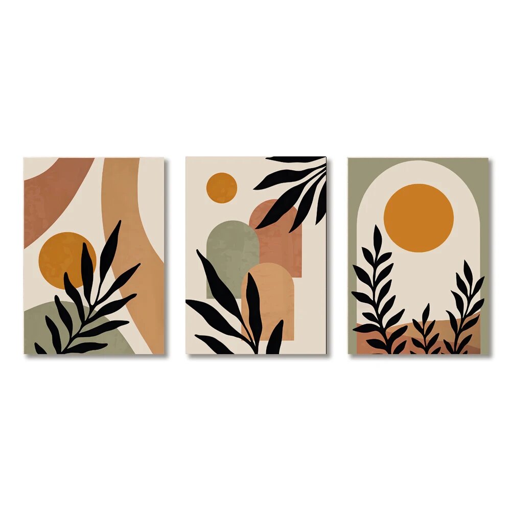 Оранжевый абстрактный геометрический постер на холсте AH233-3pc, 40x60cm No Frame