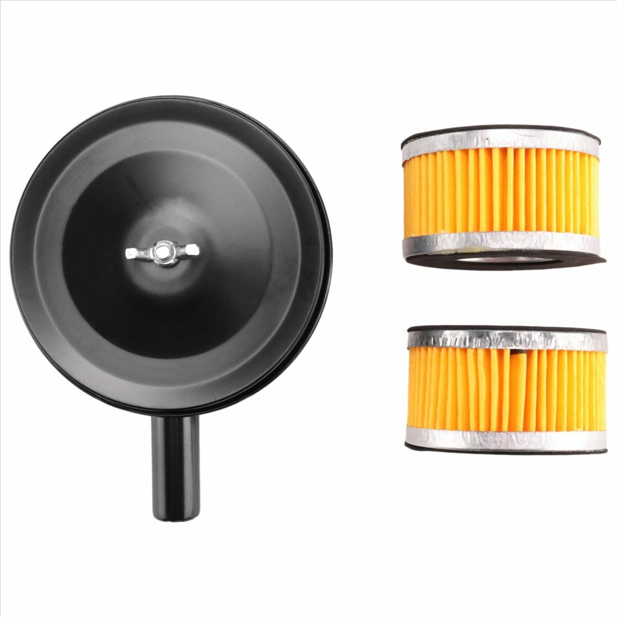 2 глушителя для впускного отверстия воздушного компрессора, металл, резьба 20 мм, с 4 запасными фильтрующими элементами для пневматических частей впускного отверстия