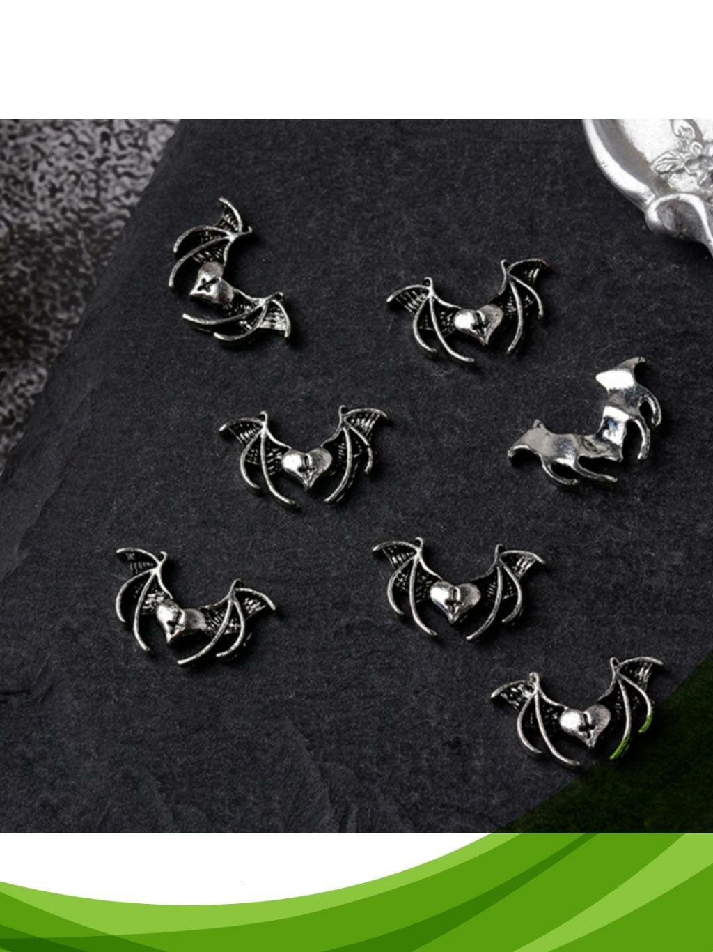 Винтажные шармы для ногтей «Череп и сердце», H1169