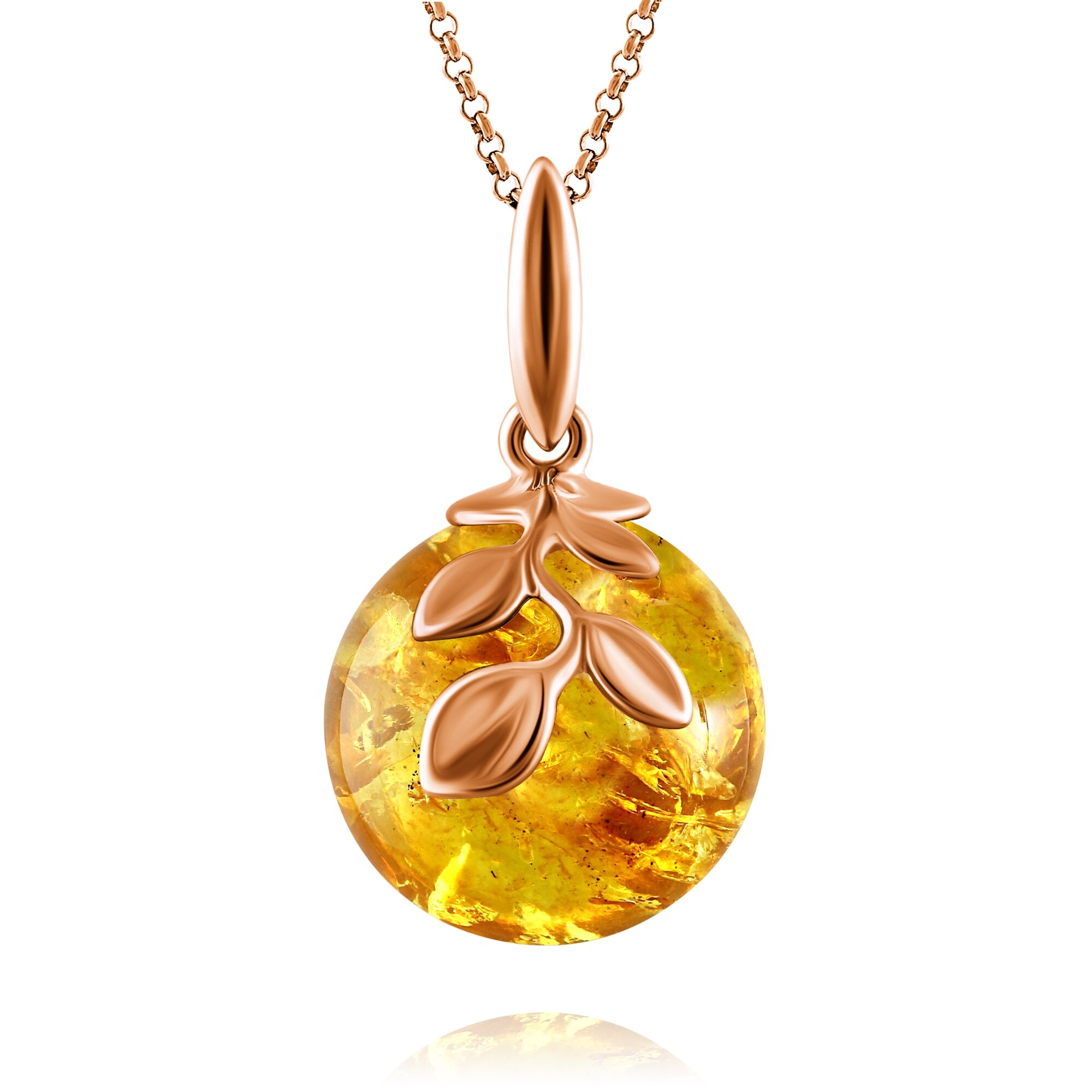 Подвеска, серебро, 925 проба, золочение, янтарь