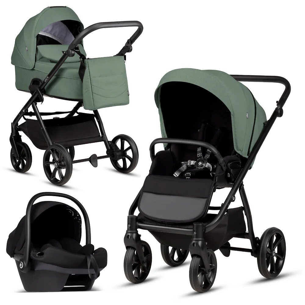 Детская коляска 3в1 Tutis Leo 3+, цвет Sage (Серо-зелёный)