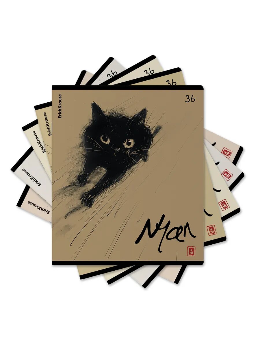 Тетрадь общая ученическая Blur Cat, 36 л, клетка - 5 шт