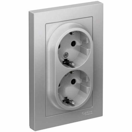 Розетка Systeme Electric (schneider Electric) SCHNEIDER ELECTRIC ATLASDESIGN 16А, в сборе, алюминий ATN000324