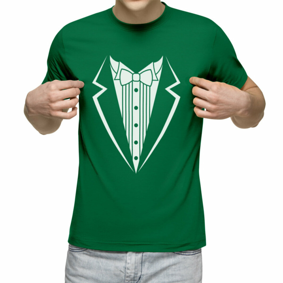 Мужская футболка «смокинг в виде смокинга галстук бабочка косплей» (зеленый, L)