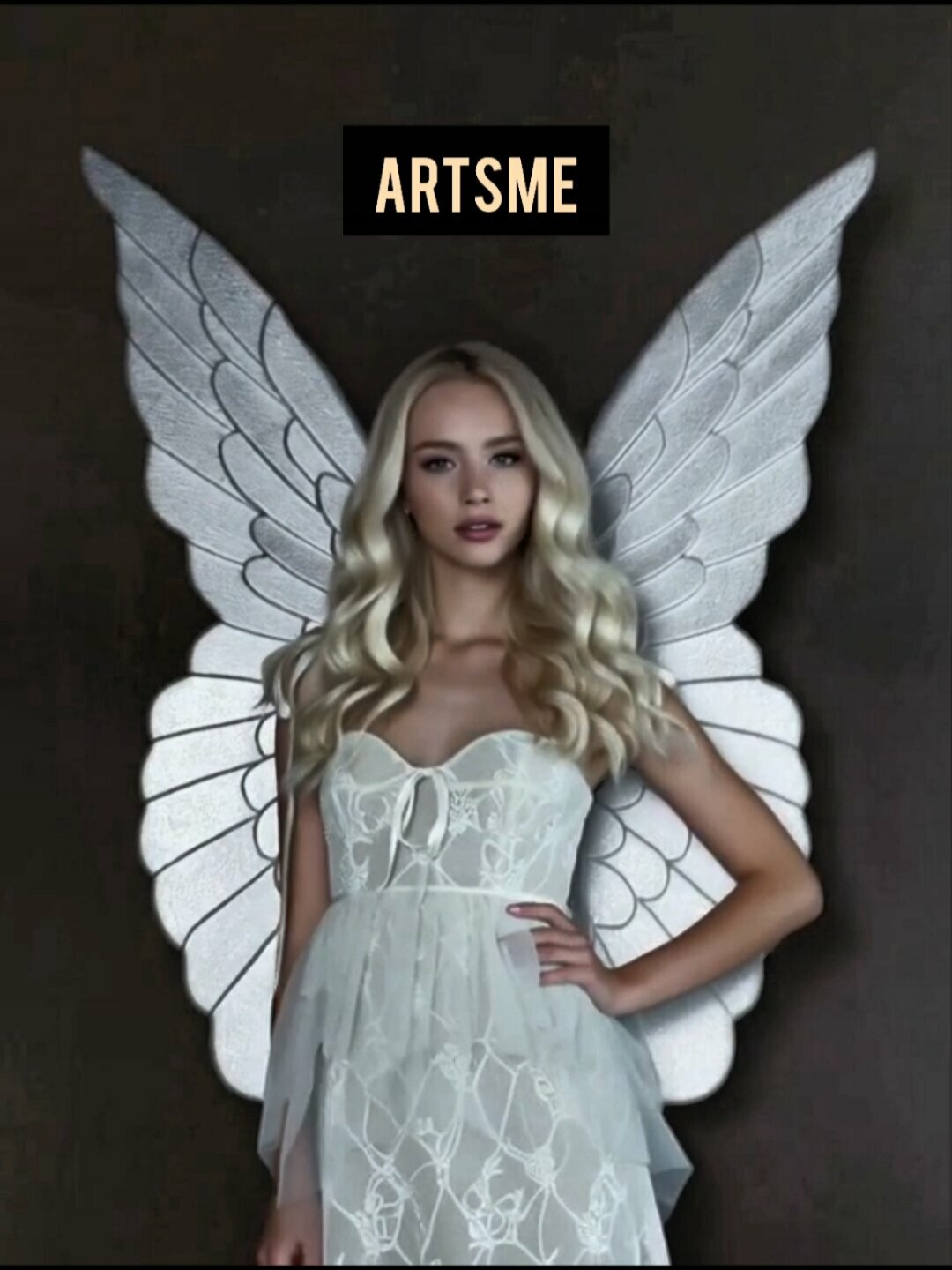 Панно крылья ангела серебро "Angel wings 1м"