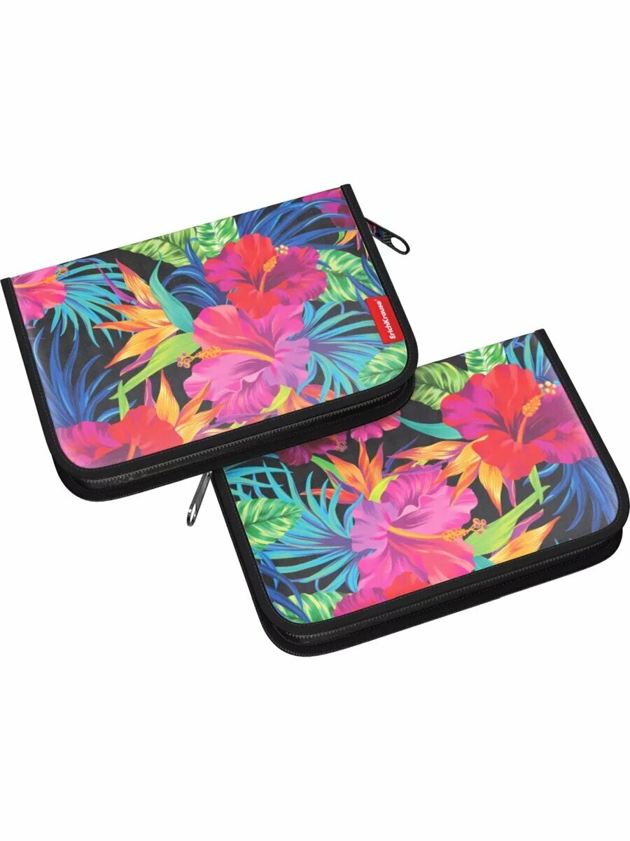 Пенал-книжка пластиковый без наполнения. Flowers.