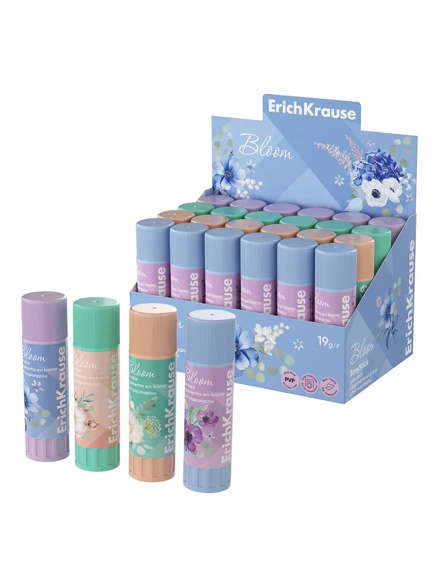 Клей-карандаш EasyStick Pastel Bloom, 19г, 24 шт.