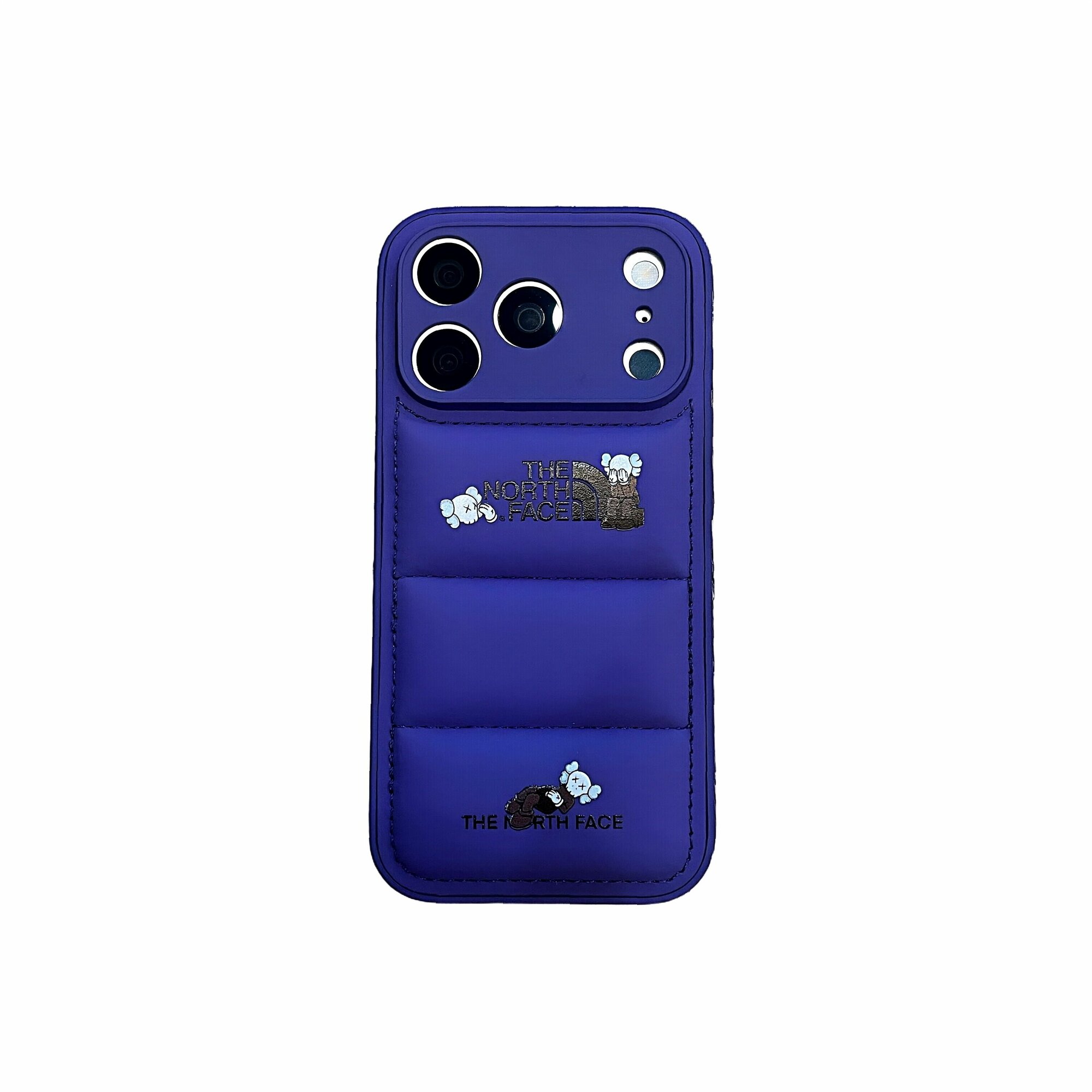 Чехол силиконовый дутый пуховик North Face iPhone 17 Pro фиолетовый