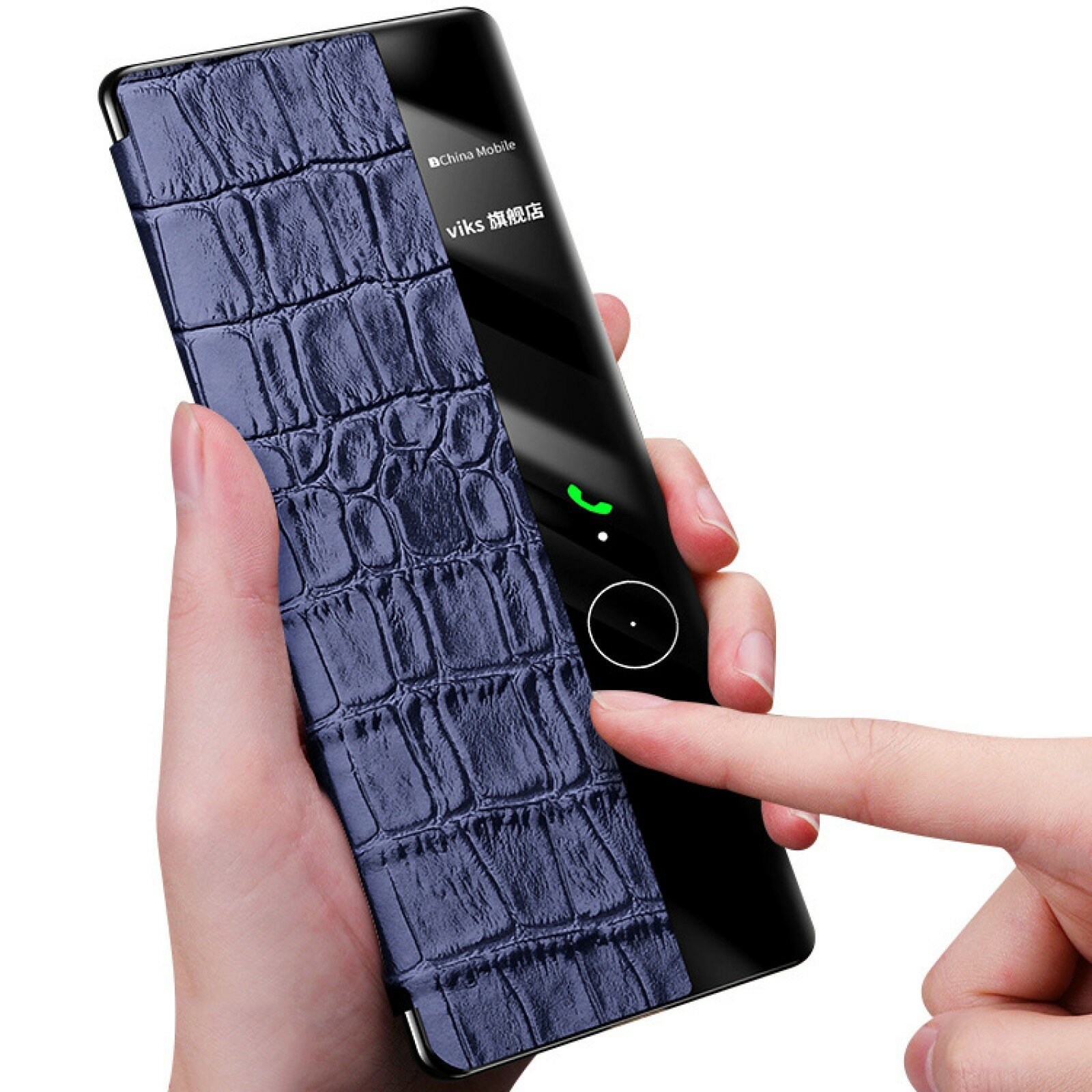 Чехол-кейс Чехол. ру из импортной кожи для Huawei Mate 40 Pro с боковым окном синий