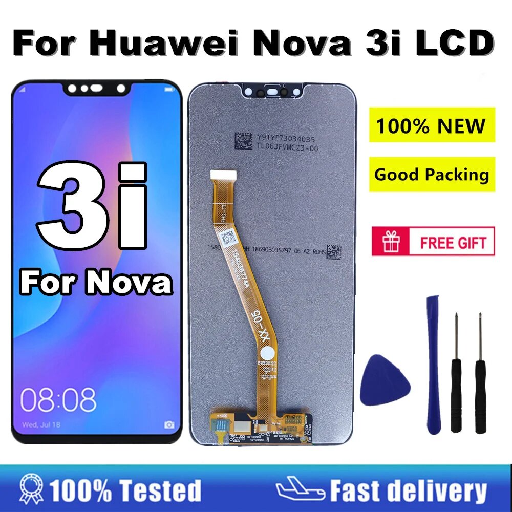 6,3-дюймовый ЖК-дисплей с сенсорным экраном и дигитайзером для Huawei Nova 3i, сборка для Huawei P Smart Plus 2018 INE-LX1 LX2, замена ЖК-дисплея