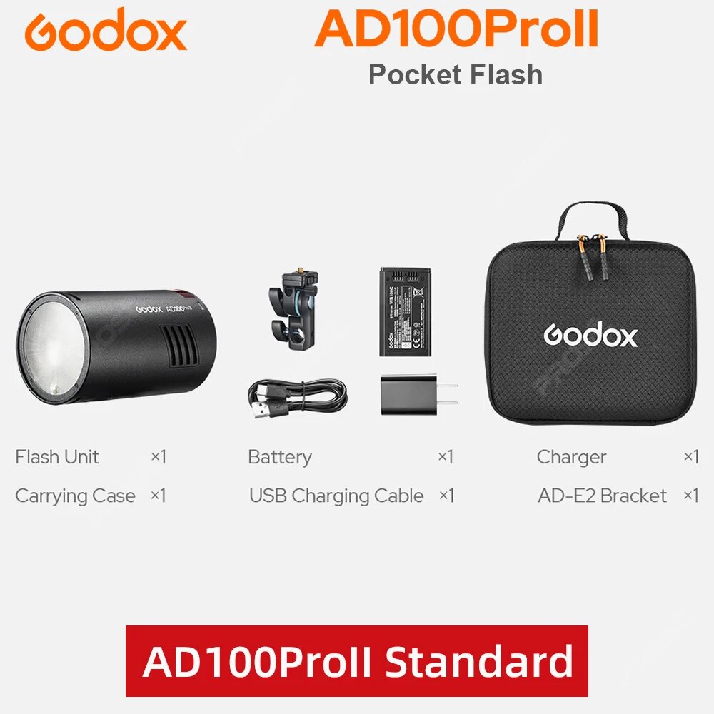 Godox AD100ProII вспышка 100 Вт·сек для портретной фотографии