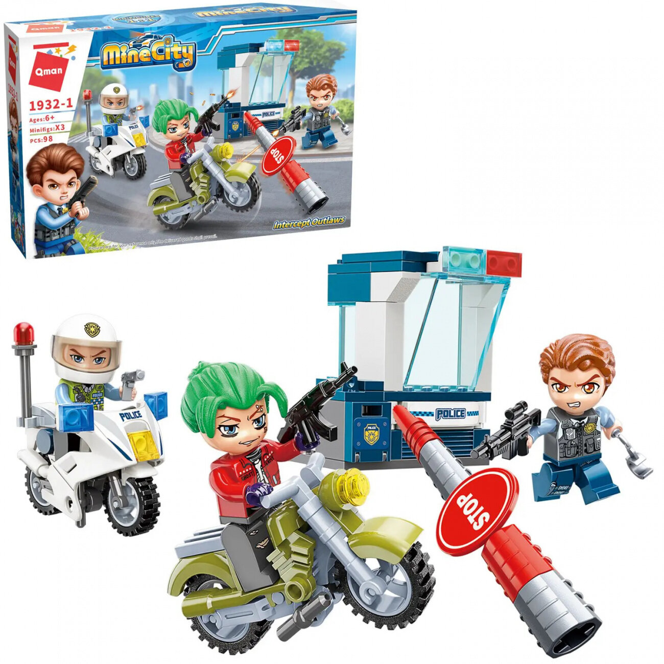 Конструктор Qman серия MineCity Полицейские истории: блокпост 98 деталей 1932q/1932-1
