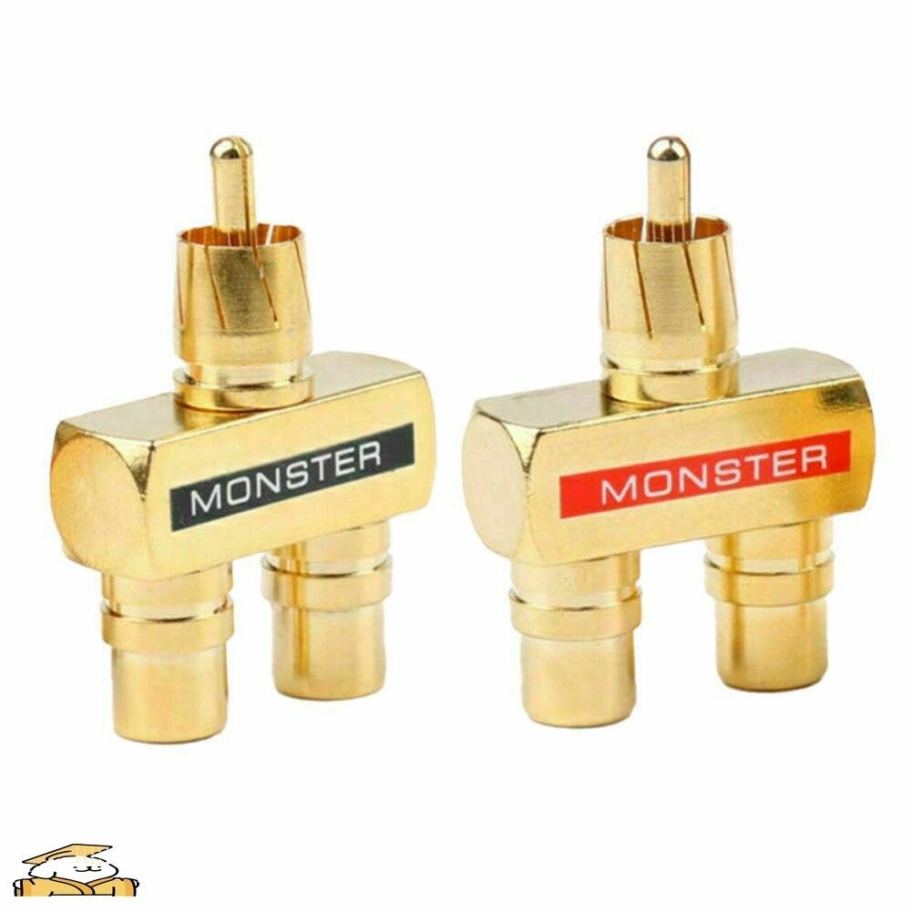 2 шт. для RCA аудио Y-разветвитель адаптер 1 штекер на 2 гнезда позолоченный
