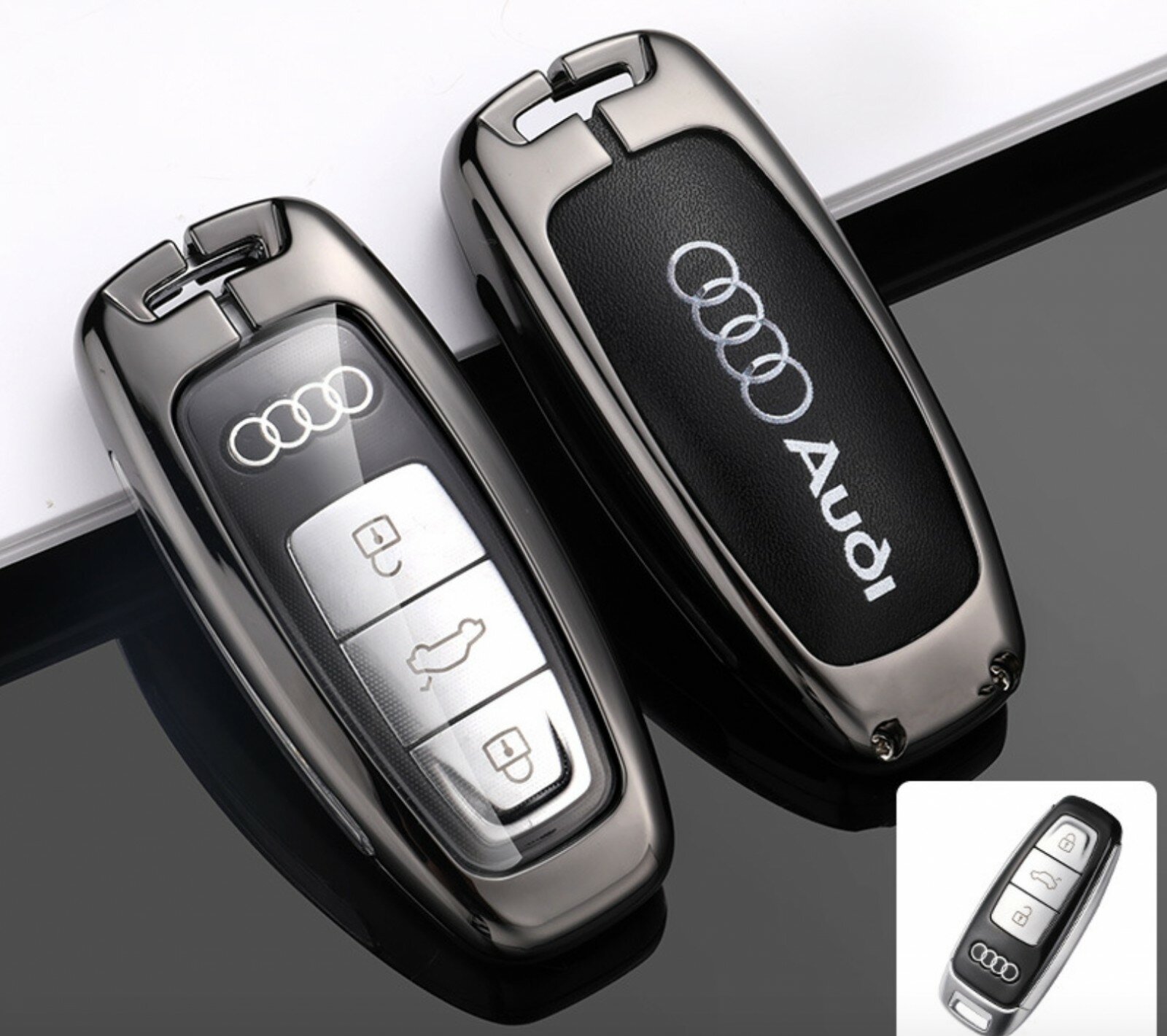 Металлический чехол MyPads для смарт ключа Audi A3 A7 Q3 Q5 Q7 Q8 2020-2022, 3 кнопки