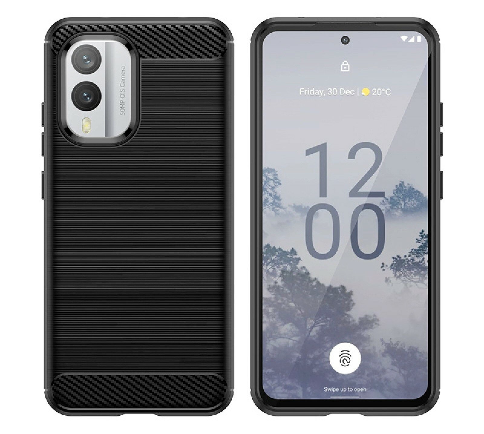 Чехол панель-бампер MyPads Carbon для Nokia X30 5G из прочного силикона с матовой карбоновой отделкой