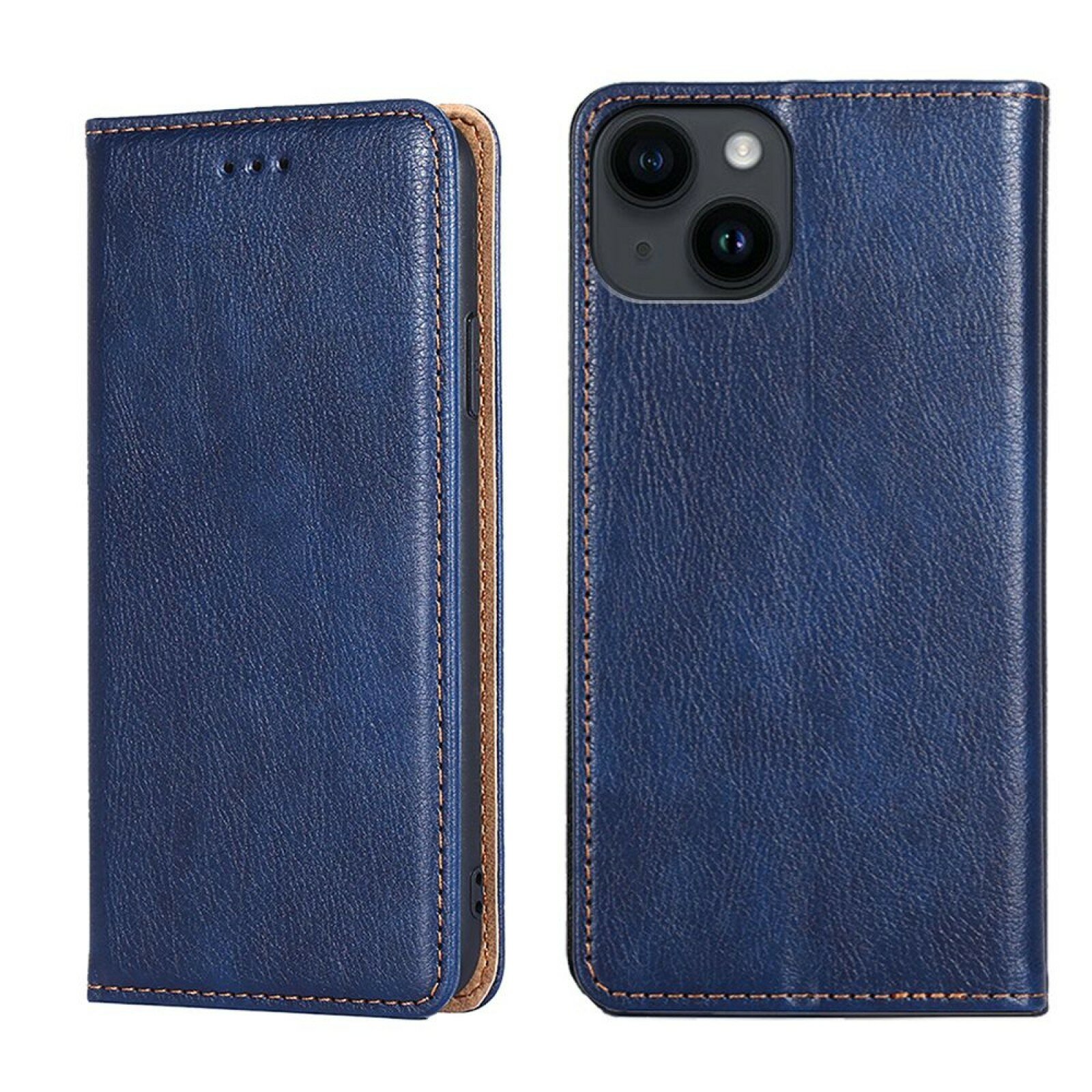 Чехол-книжка MyPads для Apple iPhone 14 синий из искусственной кожи