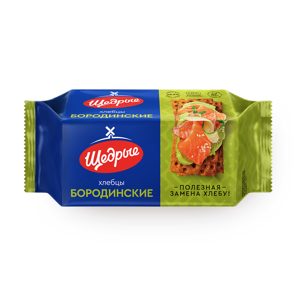 Хлебцы Щедрые "Бородинские", пшенично-ржаные, без сахара, 100г