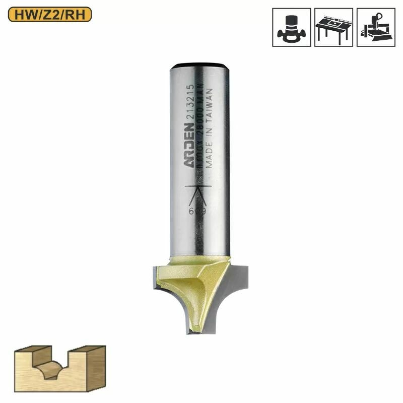 Фреза радиусная с перемычкой, D34.93 мм, I25.45 мм, S12x40 мм, Z2, R12.7 мм Arden 213231