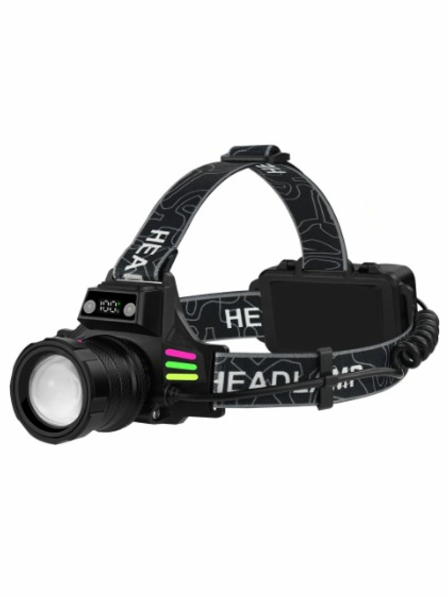 Фонарь налобный Огонь HT-3315-PM20-TG Zoom светодиодный, 3 режима (с датчиком движения)