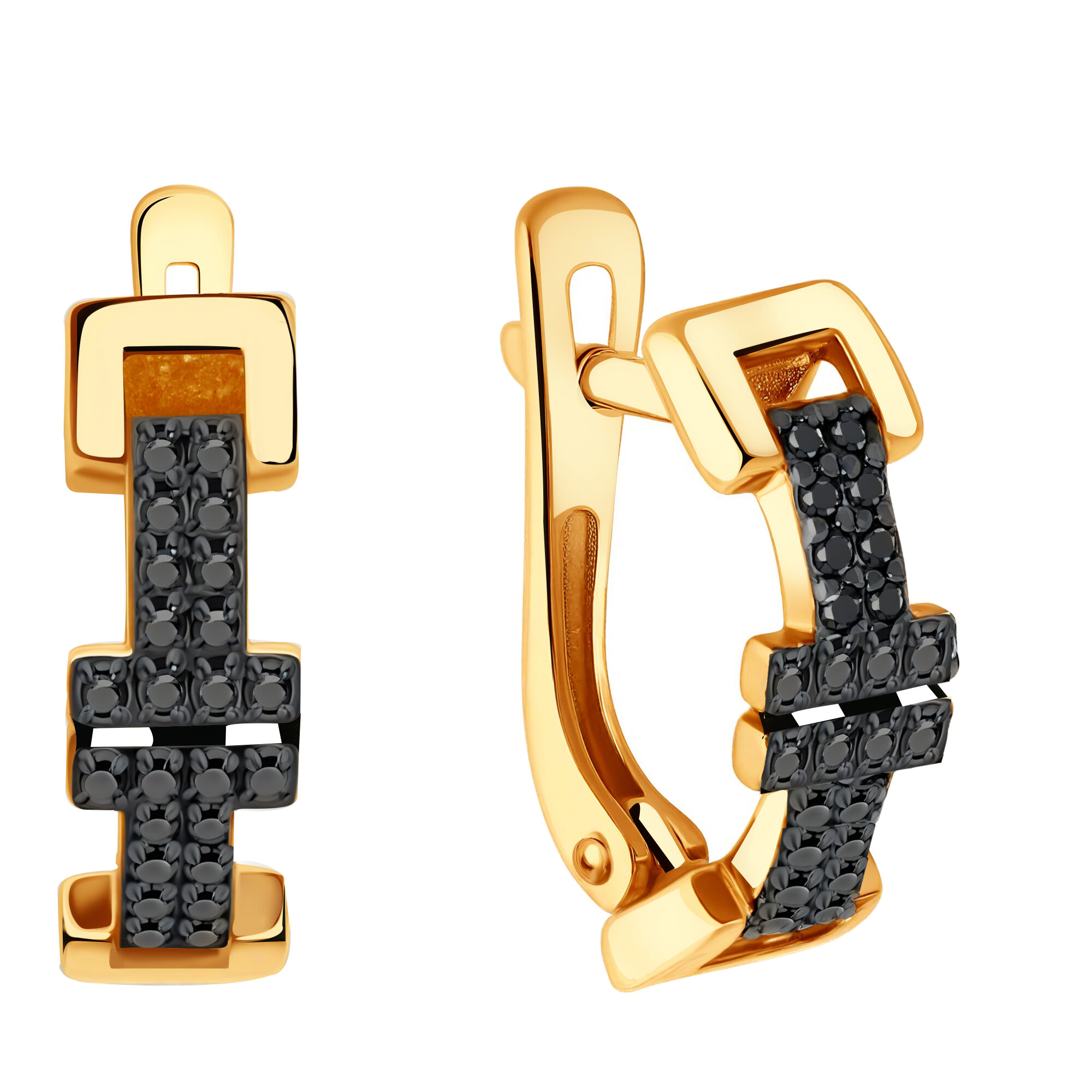 Серьги, красное золото, 585 проба, фианит