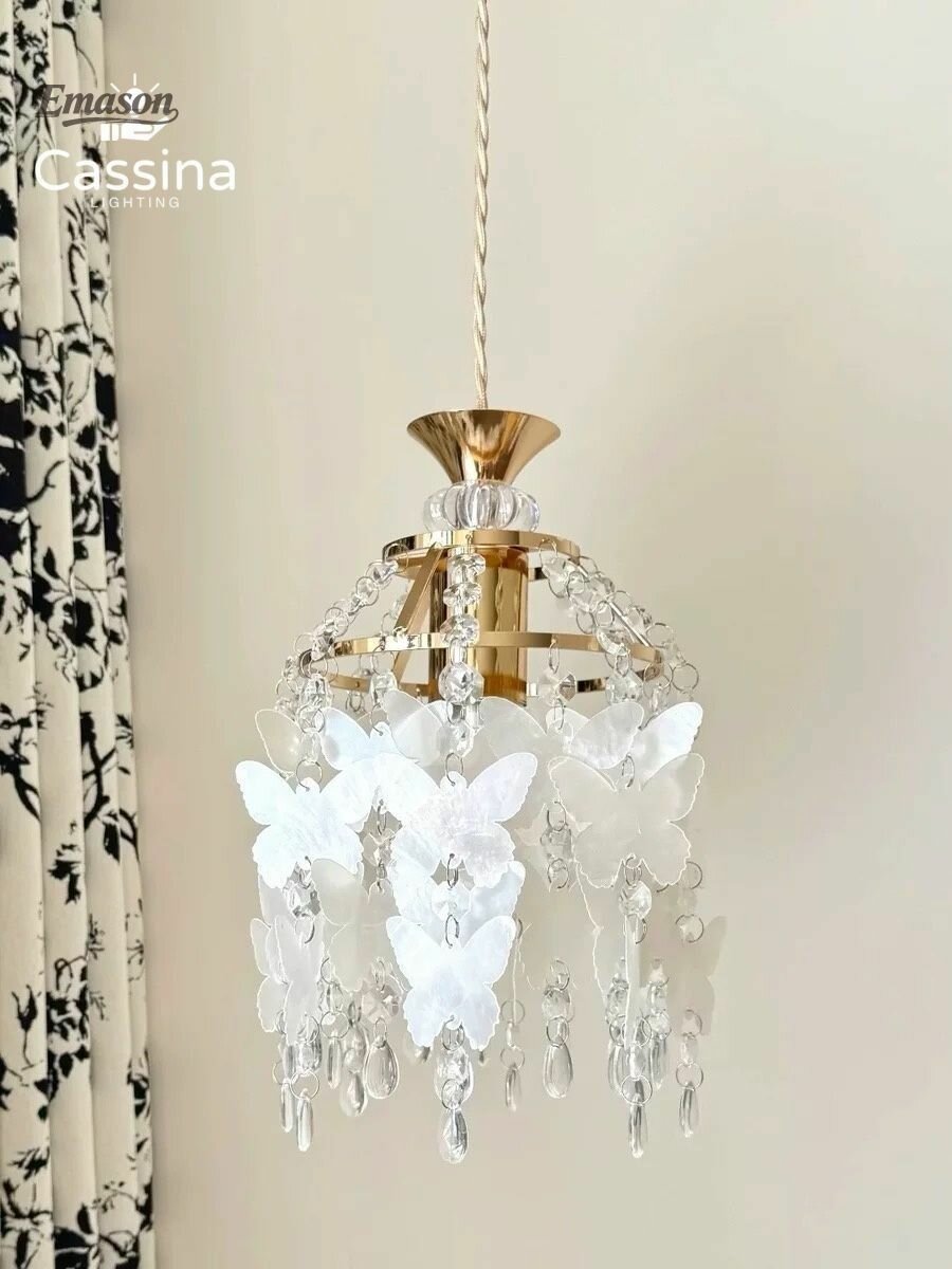 Люстра хрустальная/Натуральная ракушка/Cassina BK01-3/E27*1 18 Вт/Диаметр 150 миллиметров. Золотой цвет.