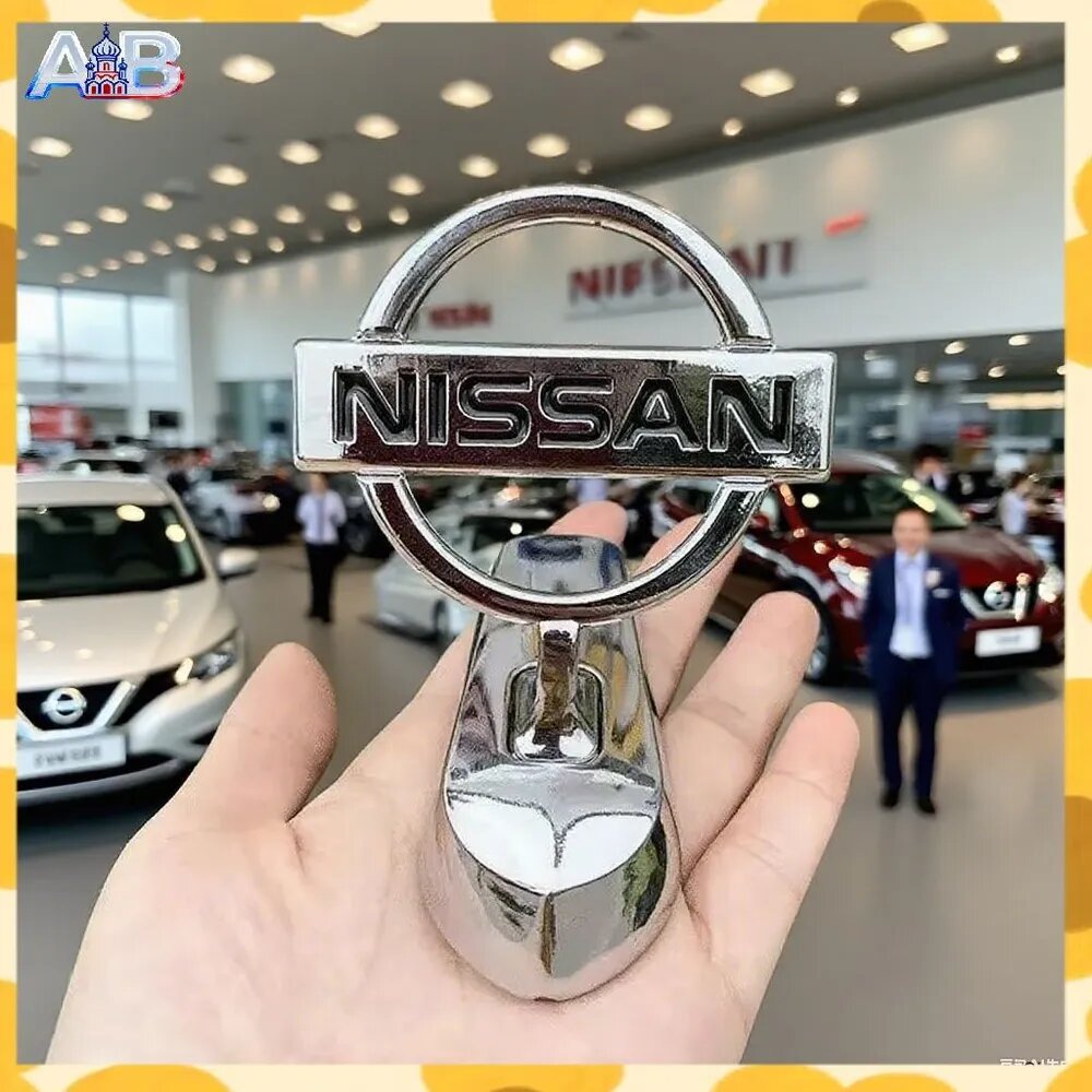 Эмблема на капот Nissan для легковых автомобилей из силумина, хромированная, 1 шт. 21х7 см