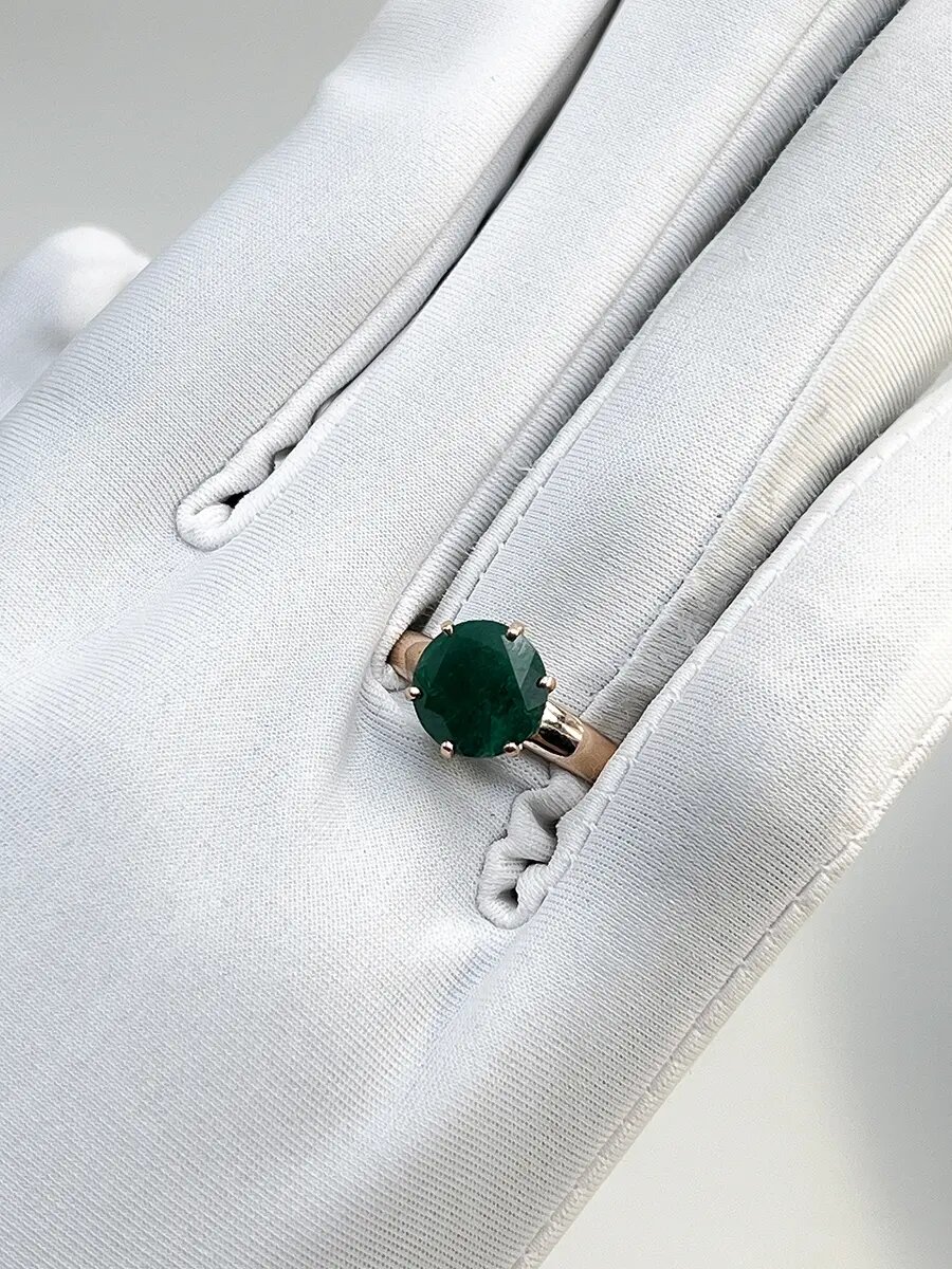 Кольцо, красное золото, 375 проба, изумруд