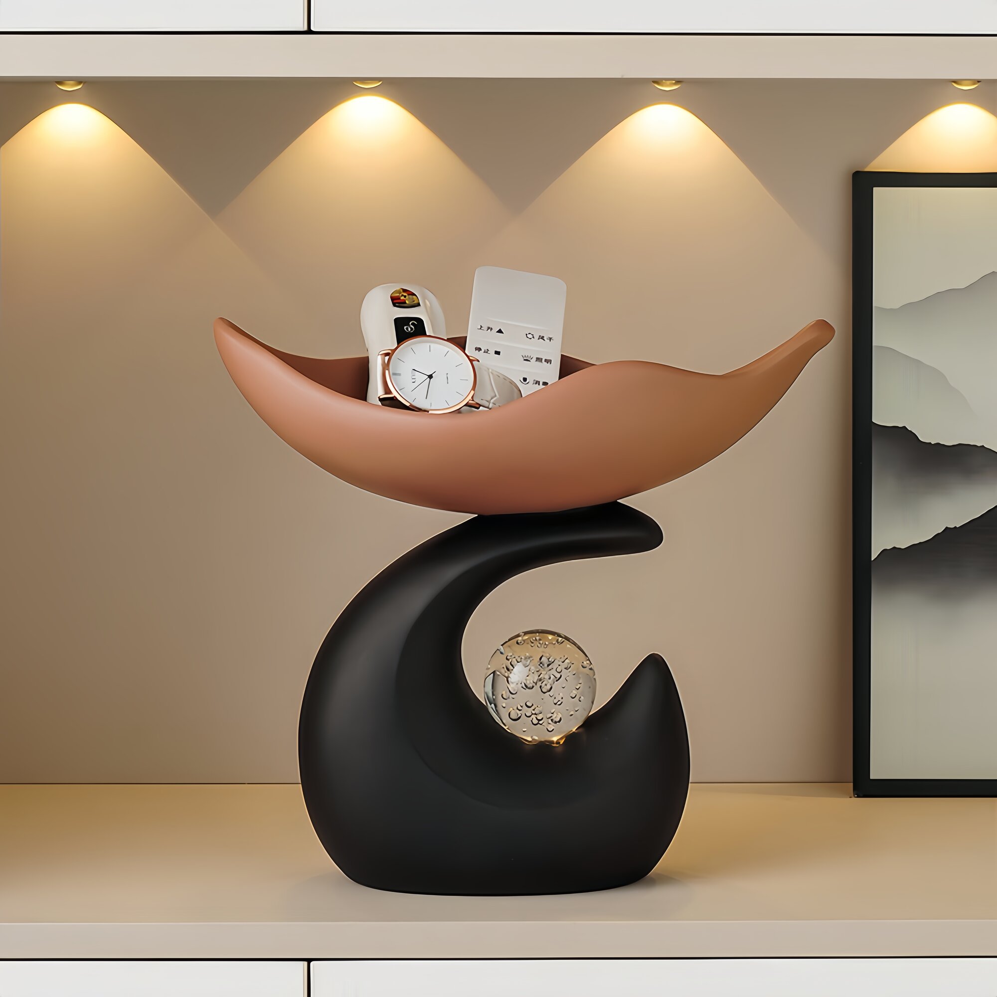 Decoration，decor de table，Time comes and goes，Key storage，resin，black，26.5*14.5*24.5CM