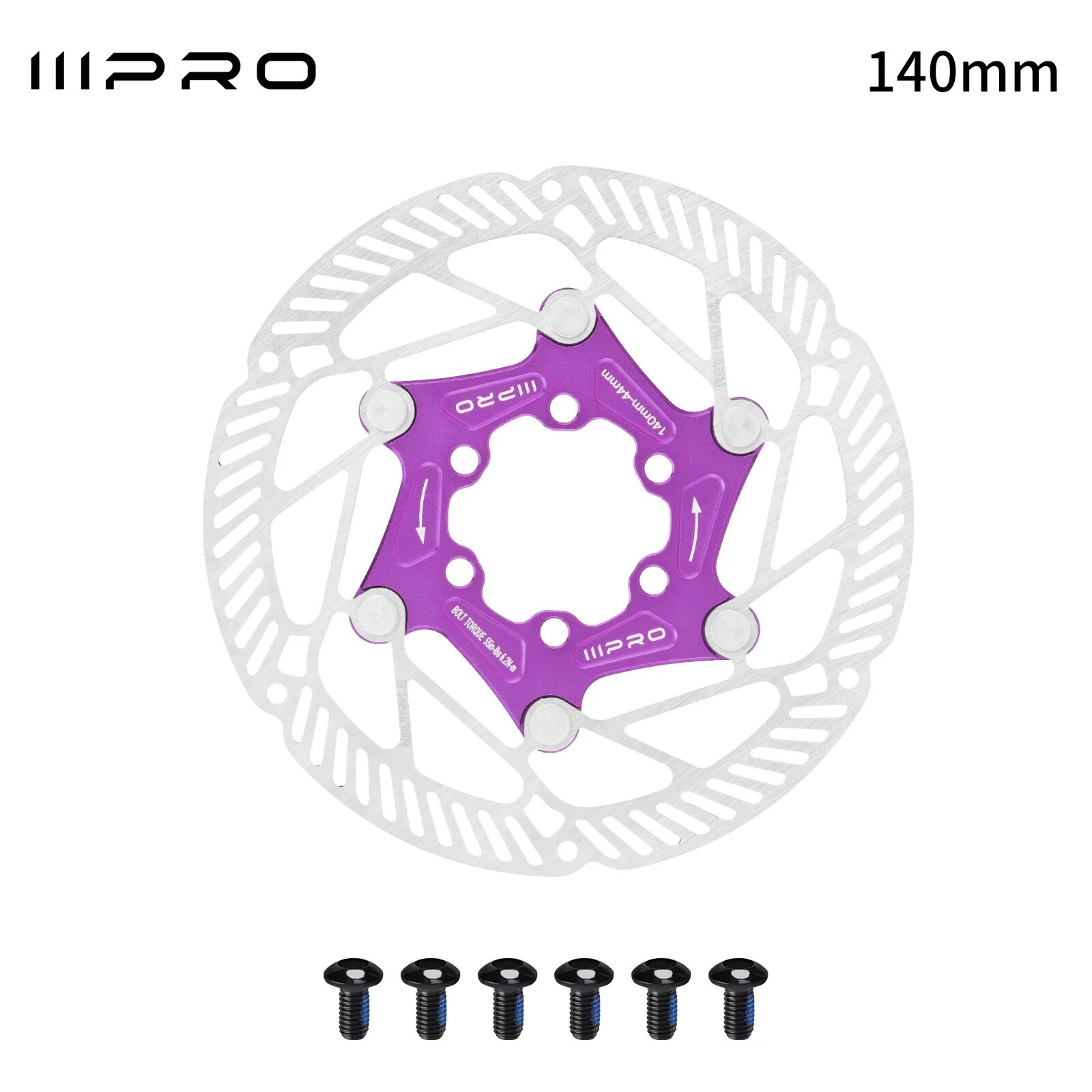 IIIPRO Ультралегкий дисковый тормозной диск 140/160 мм Purple 140mm
