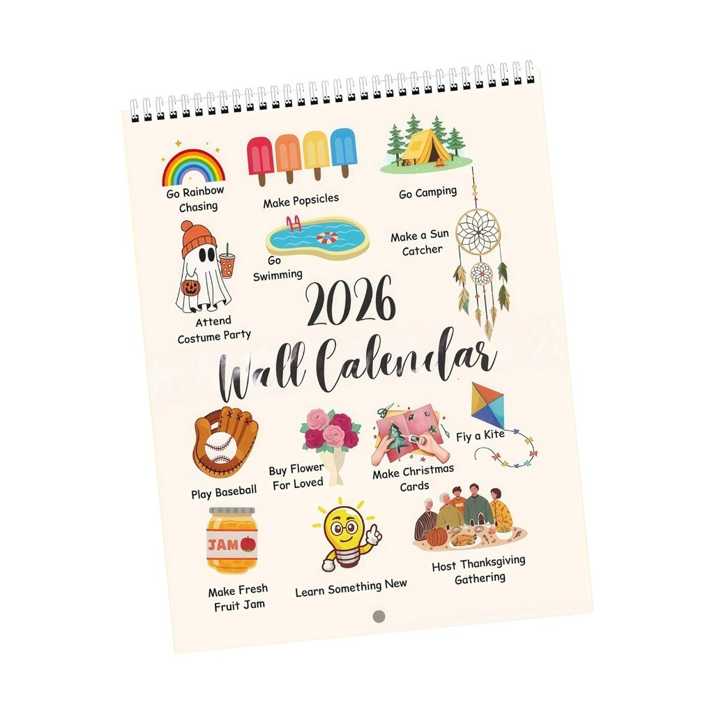 Ежемесячный Календарь Радостной Жизни на 2026 год С Двумя Переплетными Катушками, Настенный Планировщик Календарей