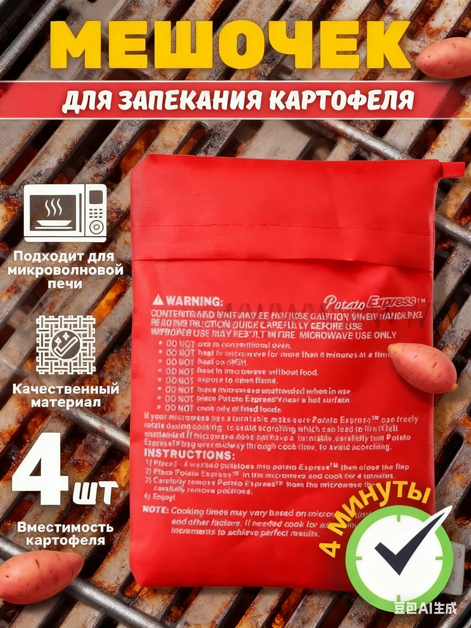 Пакет, мешок для приготовления, 0.25м х 20 см, 1 шт