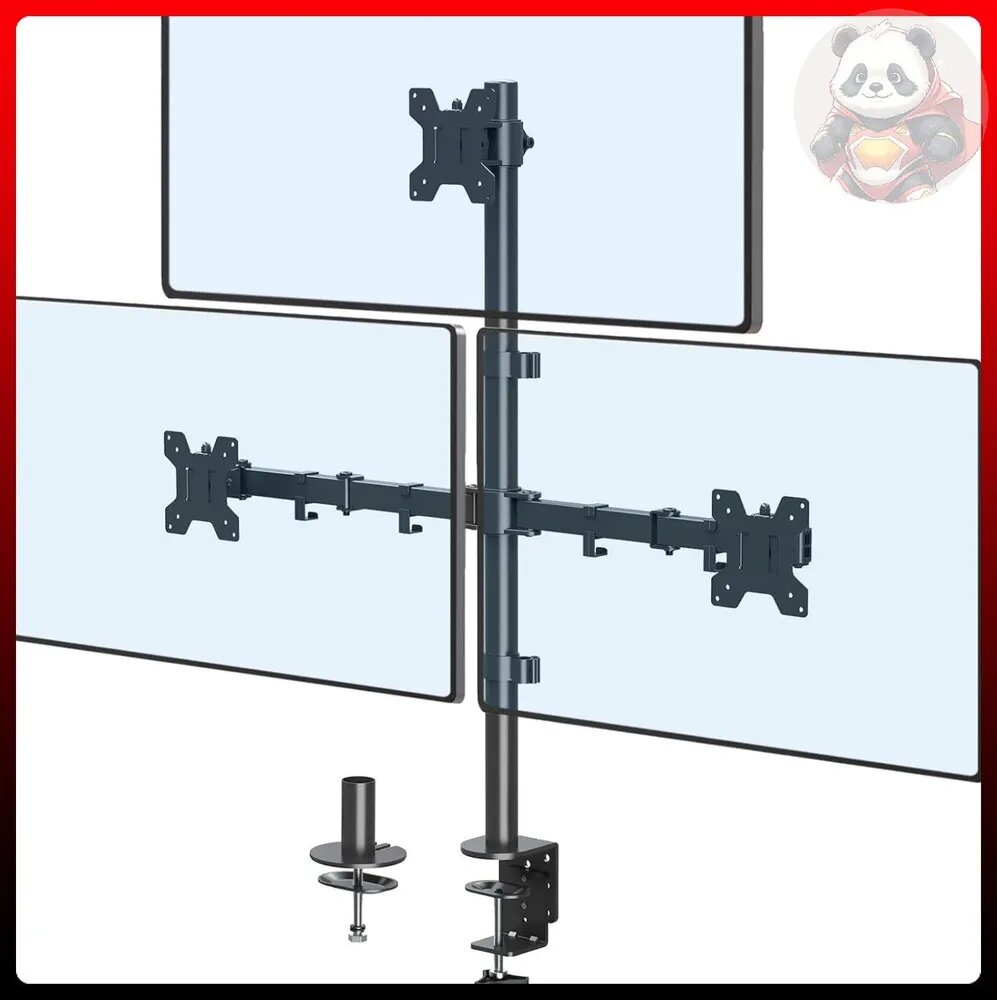 Крепление для трёх мониторов Прочный, VESA 100x100, 360 вращение, черный