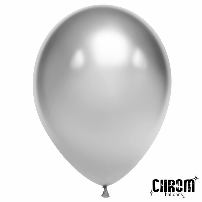 Шар (10'/25 см) Серебро, хром, 50 шт.