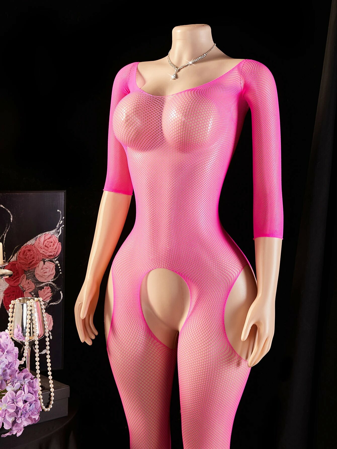 Прозрачный ажурный сетчатый боди с вырезами, женский комбинезон, соблазнительный чувственный фетиш, сексуальное женское белье, боди Тедди