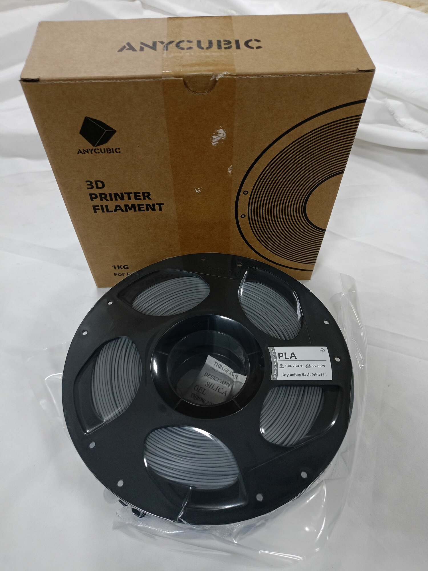 Филамент Anycubic PLA пластик для 3D принтера - серый (grey) 1кг (1.75мм)