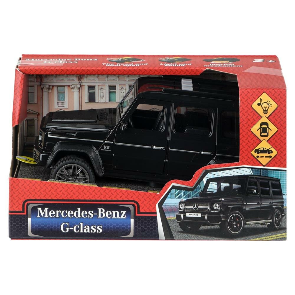 Машина пластик свет-звук Mercedes-Benz G-Class 18см инерция, черный технопарк 2411A0125-R