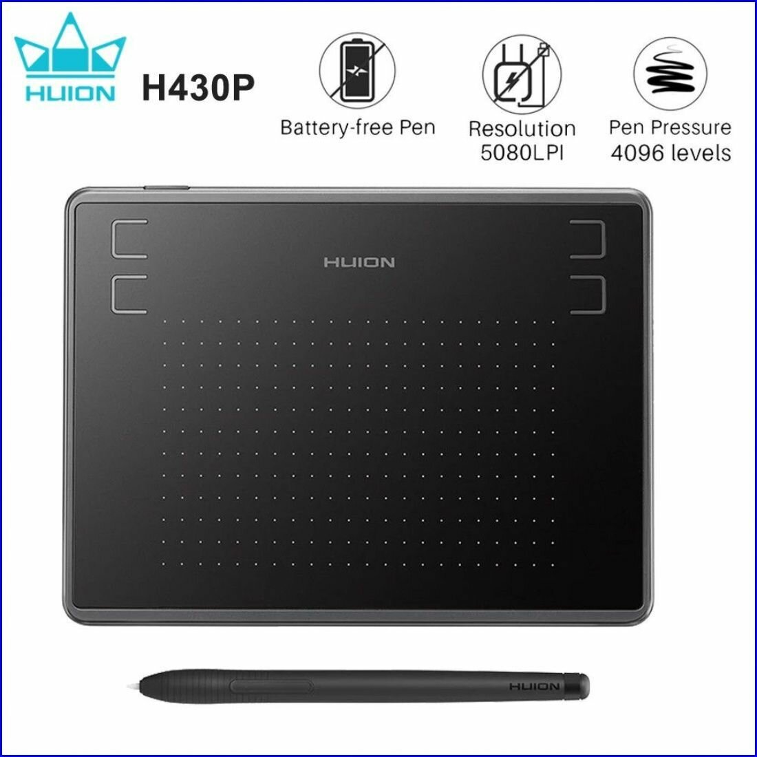 Графический планшет HUION H430P с премиум подключением micro USB