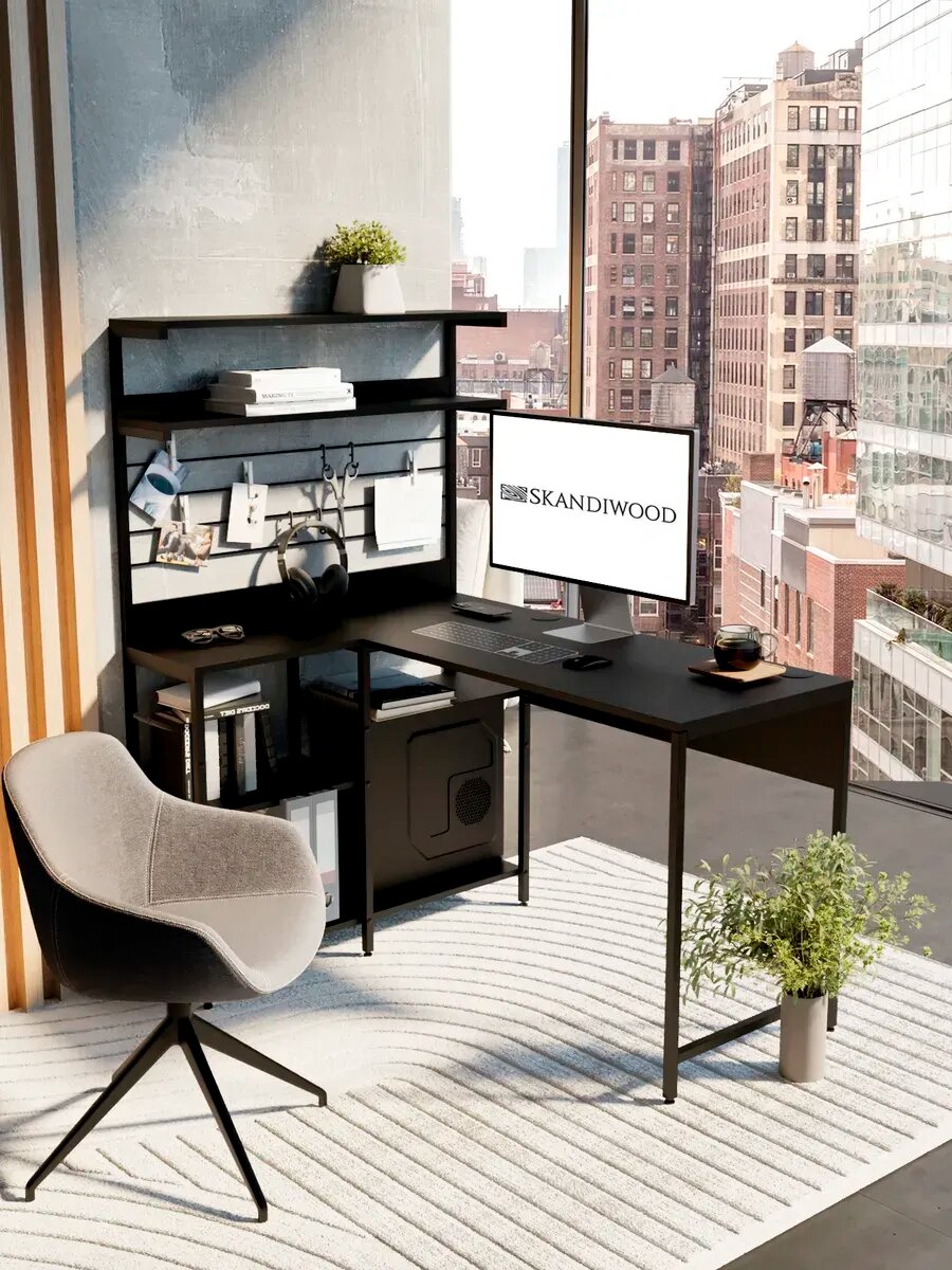 Угловой компьютерный стол с полками письменный геймерский для школьника