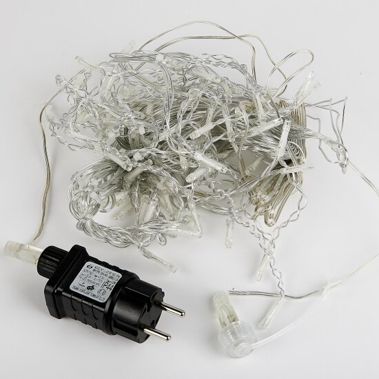 Бахрома светодиодная со статическим свечением Uniel ULD-B6006-080-STK WHITE IP44 6м. Соединяемая. 80 светодиодов. Белый свет. Провод прозрачный, UL-00012074