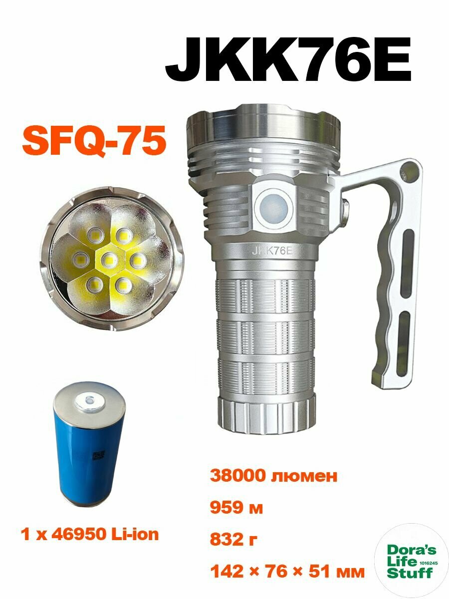 JKK76E, Мощный дальнобойный фонарь, SFQ-75, 1 x 46950 Li-ion