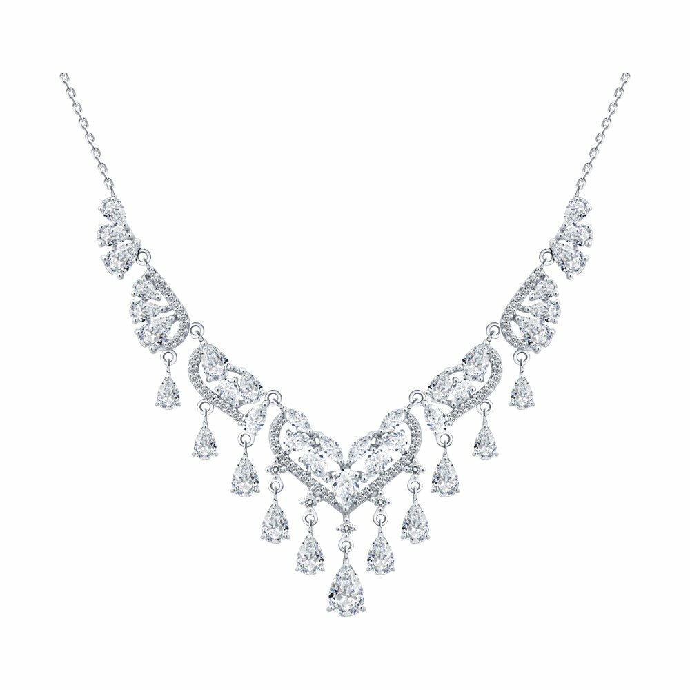 Колье, серебро, 925 проба, родирование, фианит