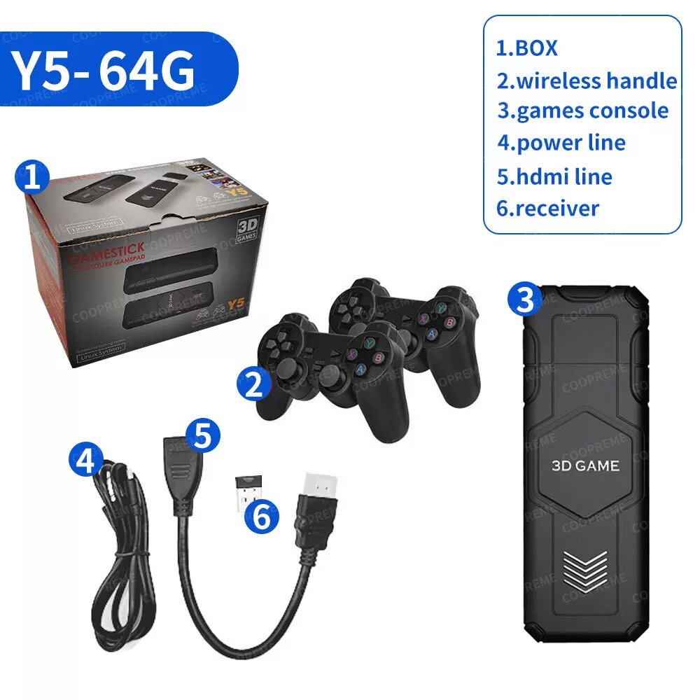 Игровая консоль Y5 с 64 ГБ памяти, английский язык, 40000+ игр, совместимость HDMI и эмулятора PSP, портативная